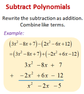 Subtracting Polynomials - CBSE Library