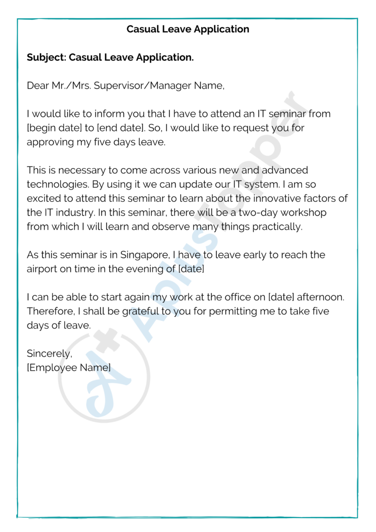 Leave Application for Office | How to Write Leave Application for ...