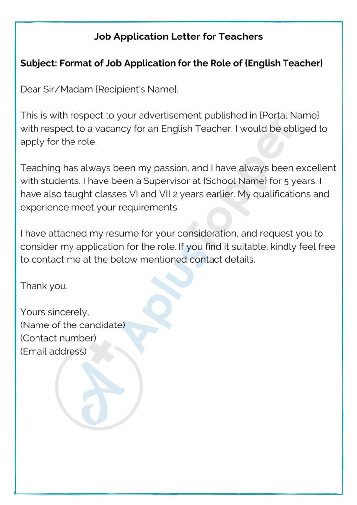 Job Application Format | How To Write a Job Application Letter, Samples ...