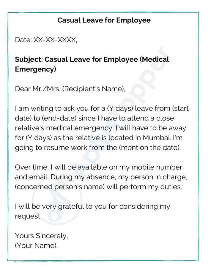 Casual Leave Application | How To Write Casual Leave Application for ...