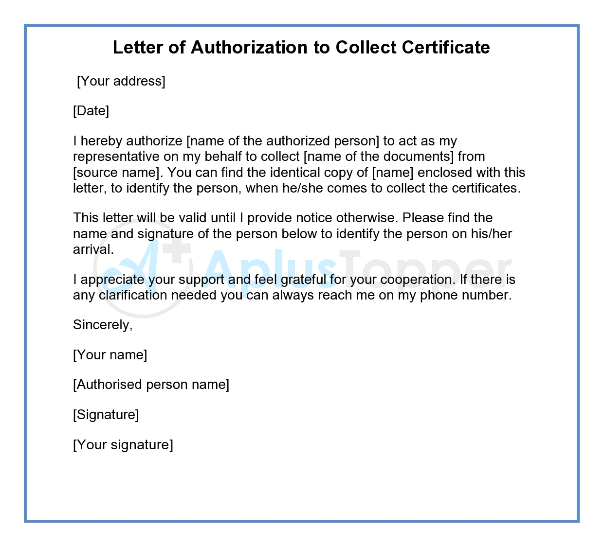 Authorization Letter | Letter of Authorization Format, Samples - CBSE ...