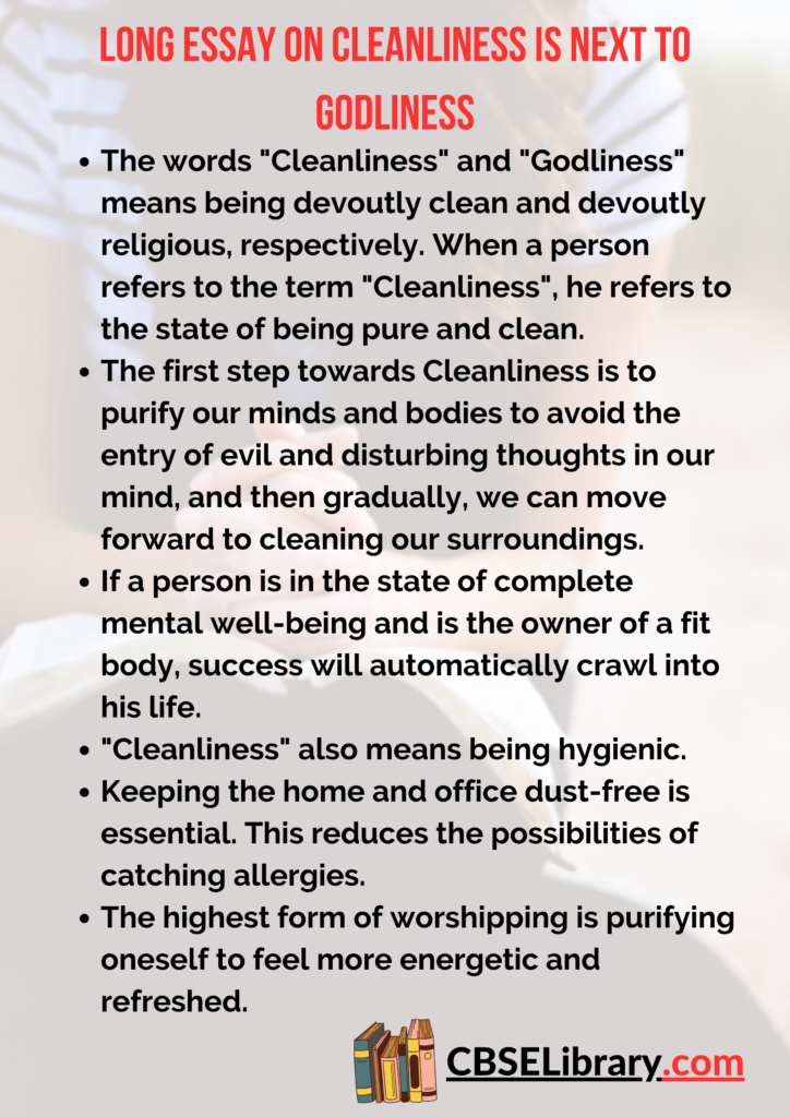 Cleanliness Is Next To Godliness Essay Essay On Cleanliness Is Next