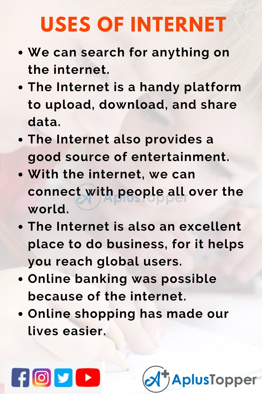 10 Lines on Uses of Internet for Students and Children in English ...