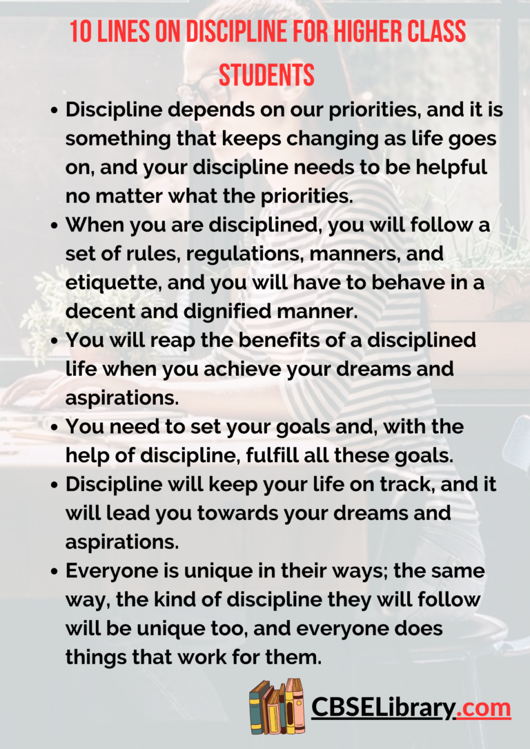 10 Lines on Discipline for Students and Children in English - CBSE Library