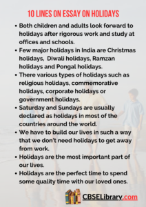 Essay on Holidays | Holidays Essay for Students and Children in English ...