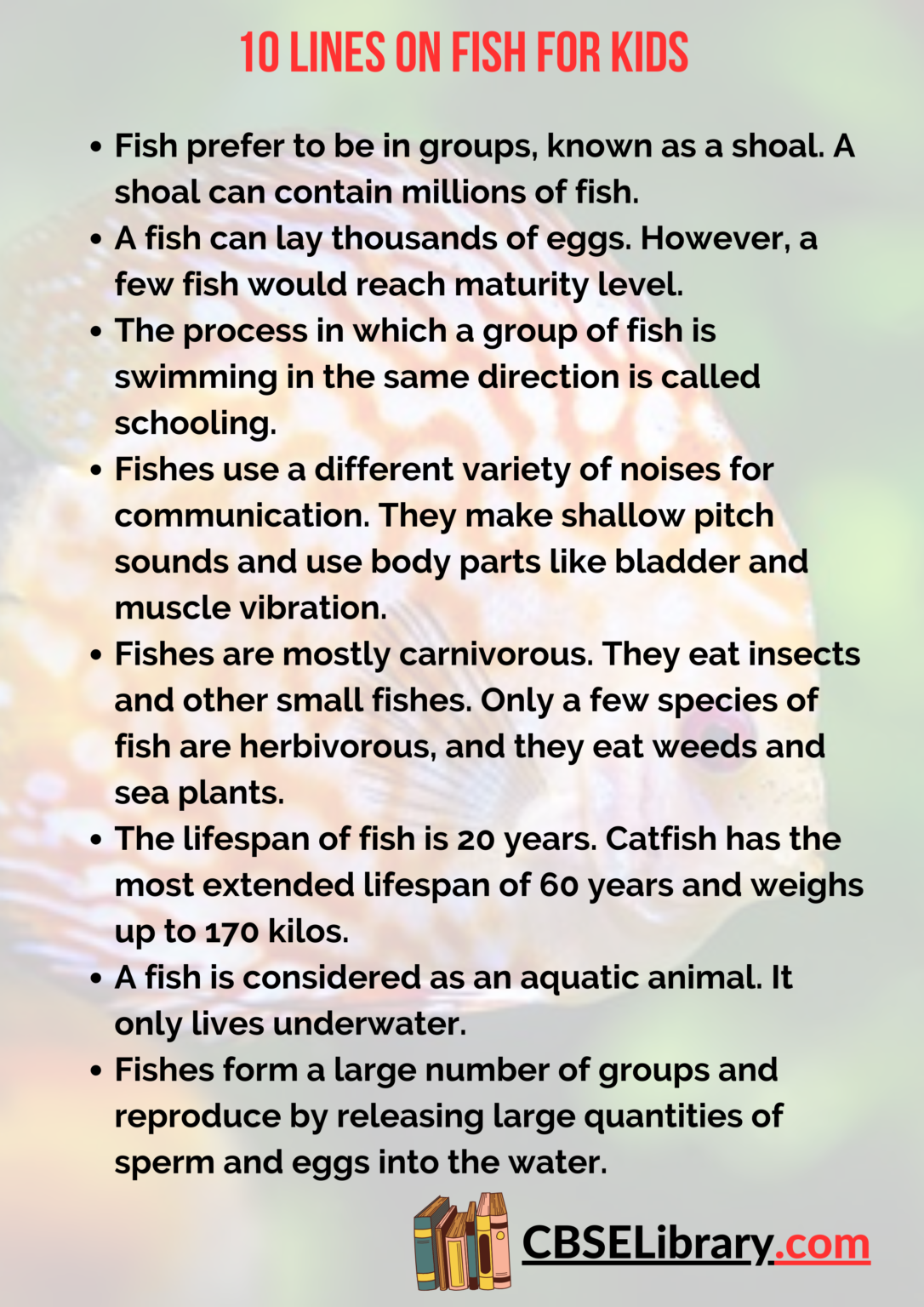 10 Lines on Fish for Students and Children in English - CBSE Library