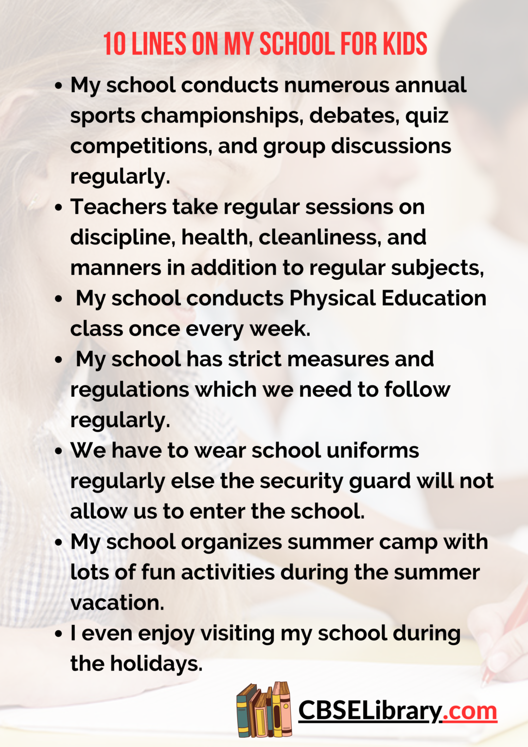 10 Lines on My School for Students and Children in English - CBSE Library