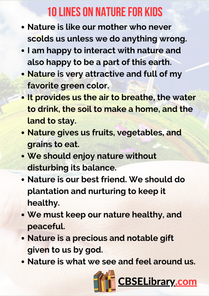 10 Lines on Nature for Students and Children in English - CBSE Library