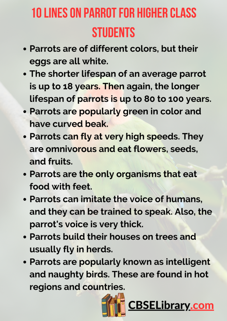 10 Lines on Parrot for Students and Children in English - CBSE Library