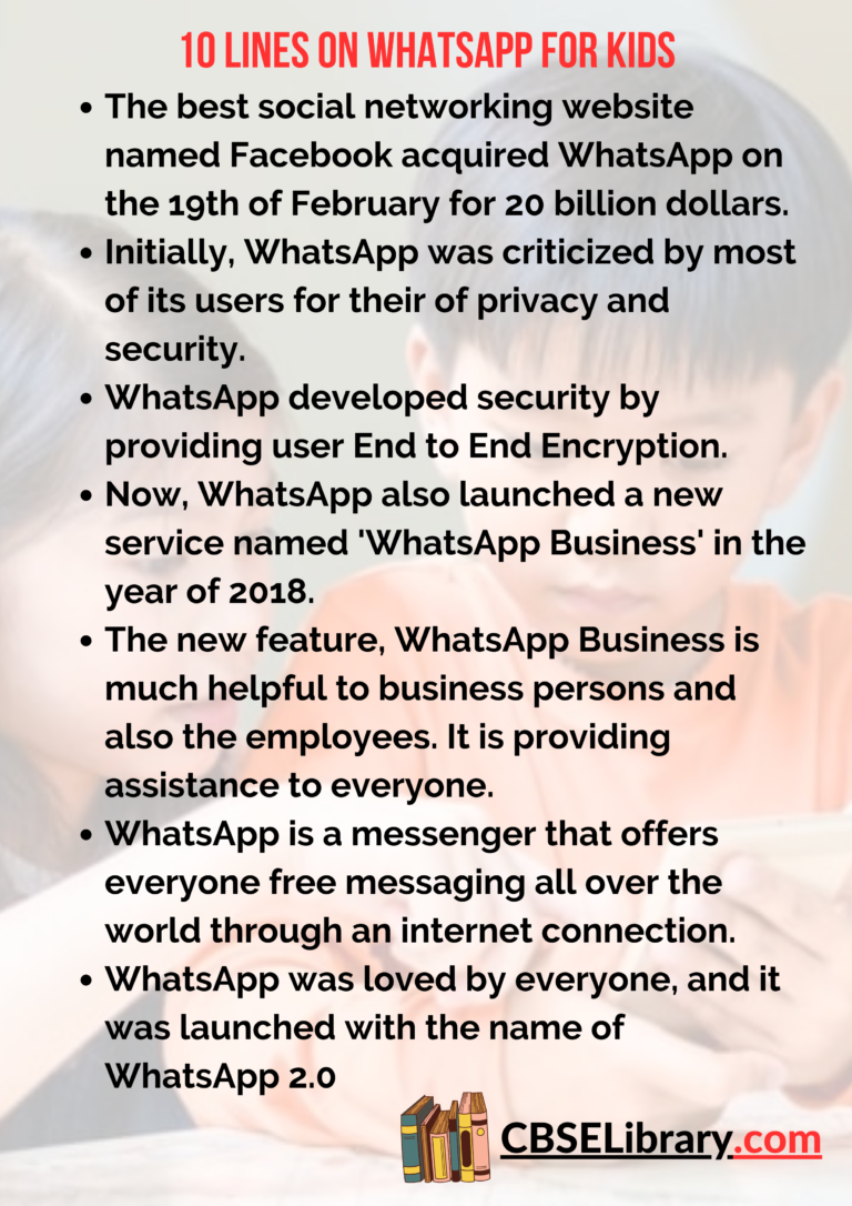 10 Lines on WhatsApp for Students and Children in English - CBSE Library