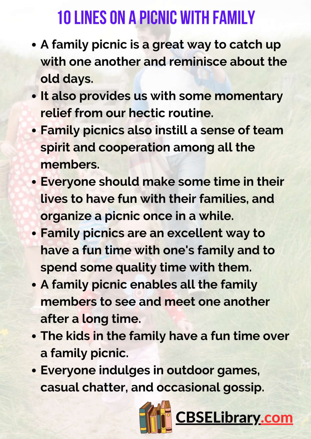 Essay on a Picnic with Family | A Picnic with my Family Essay for ...