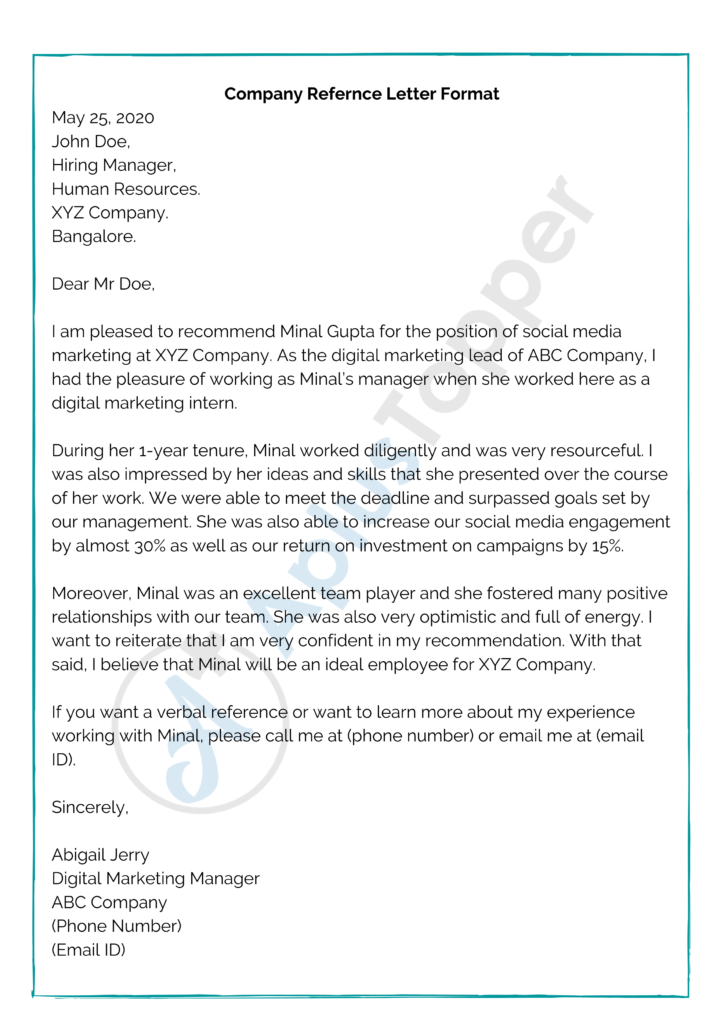 Reference Letter Format | Sample Reference Letter Format, Templates ...