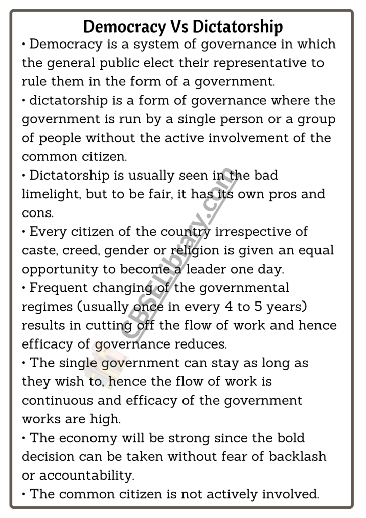 Democracy Vs Dictatorship Essay | Essay on Democracy Vs Dictatorship ...