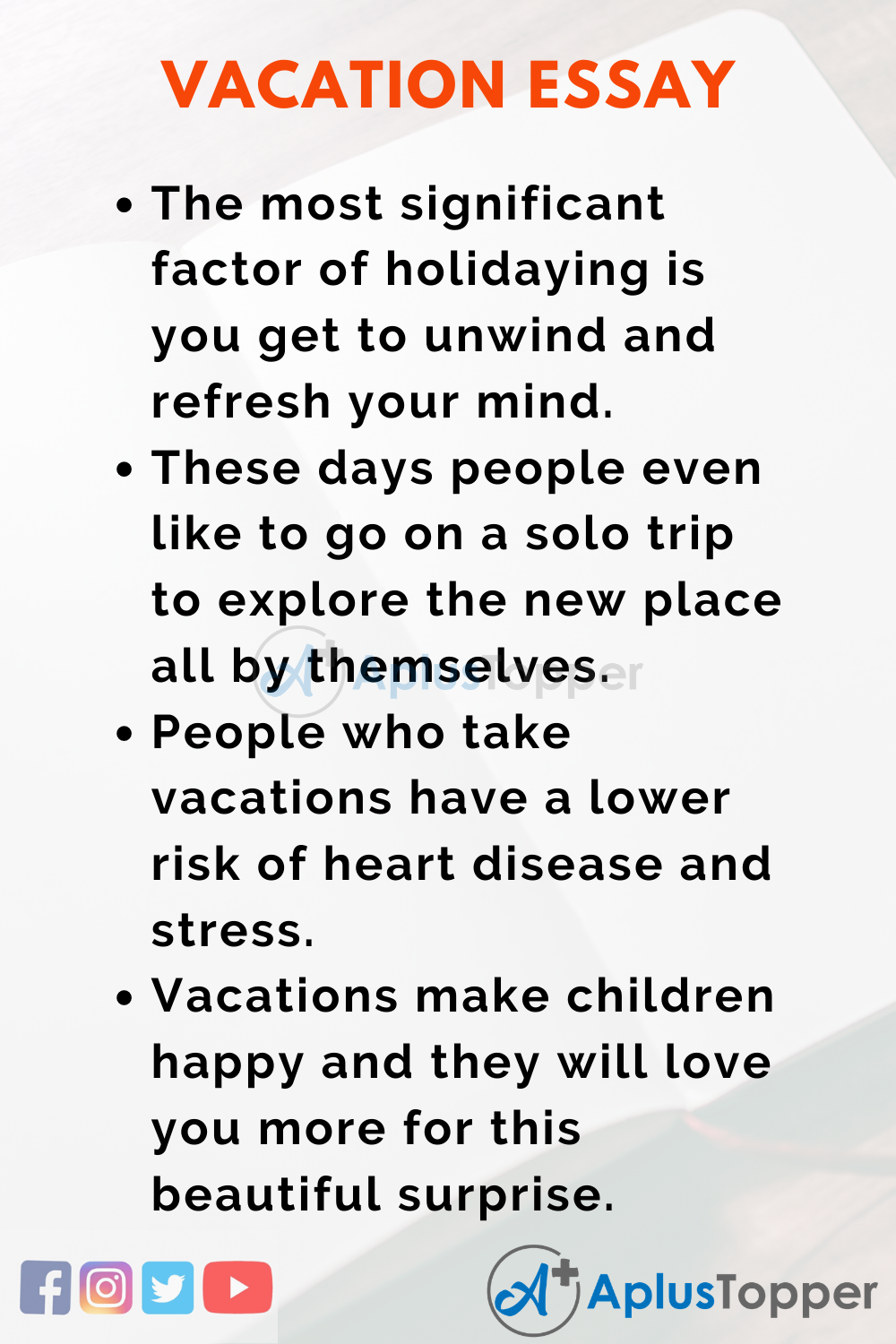 Essay On Vacation | Vacation Essay for Students and Children in English ...