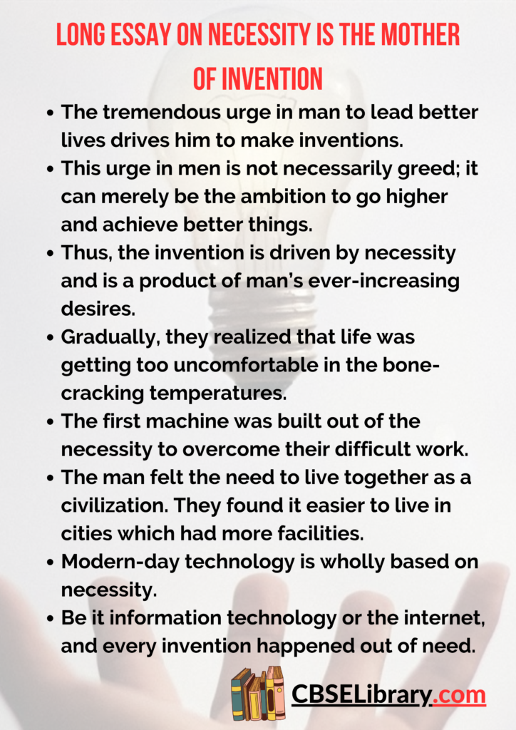Necessity Is the Mother Of Invention Essay | Essay on Necessity Is the ...