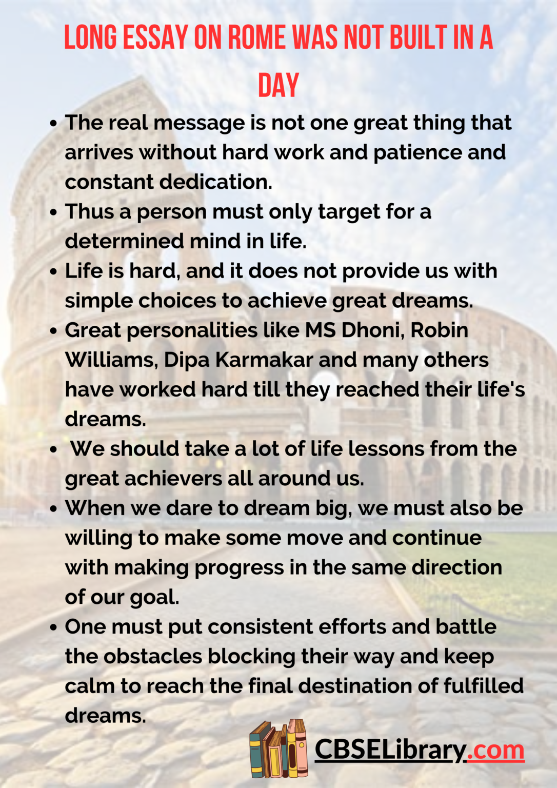 Rome was not Built in a Day Essay for Students and Children in English ...