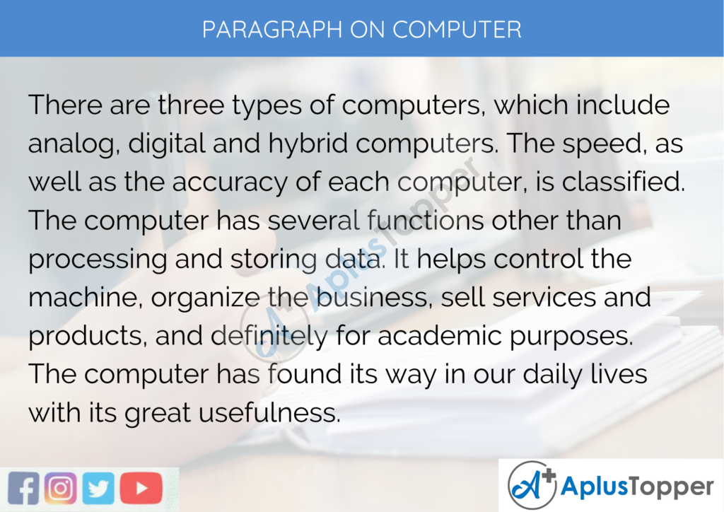 Paragraph On Computer 100, 150, 200, 250 to 300 Words for Kids ...