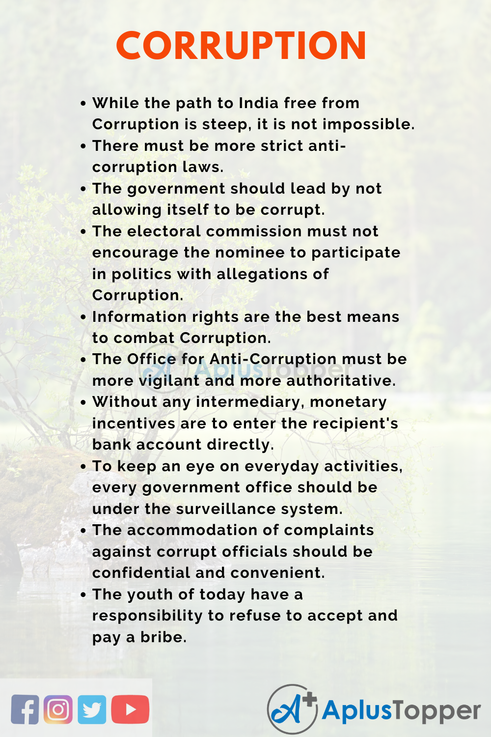 Corruption Speech | Speech on Corruption for Students and Children in ...