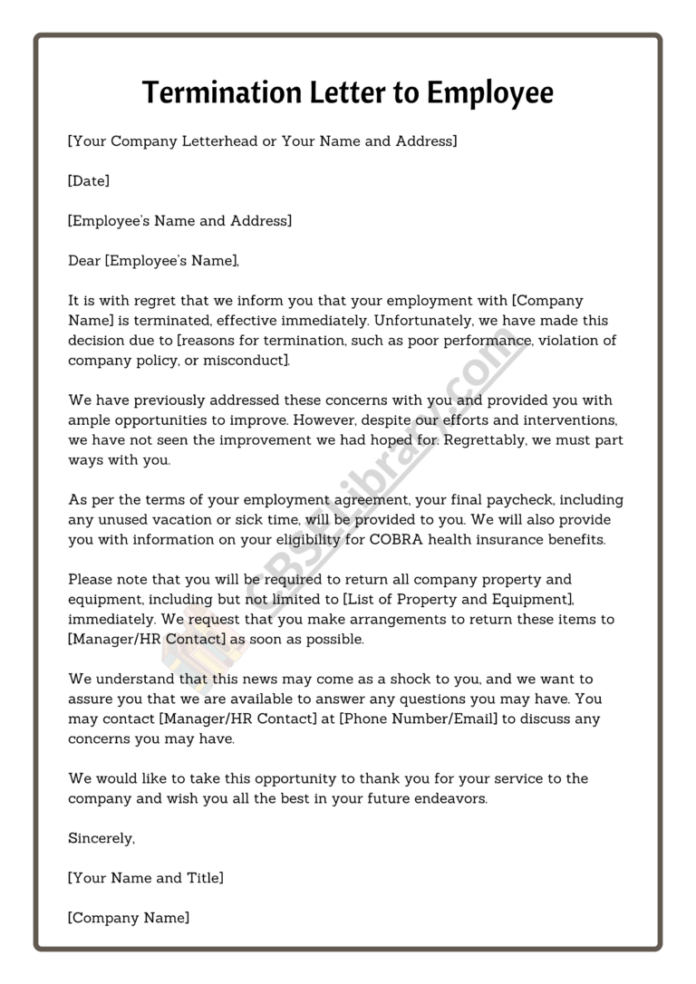 Termination Letter | Samples, Examples, How To Write Termination Letter ...