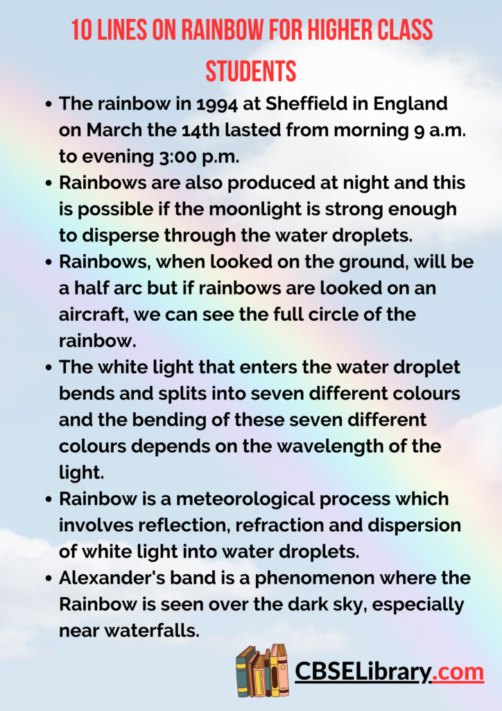10 Lines on Rainbow for Students and Children in English - CBSE Library