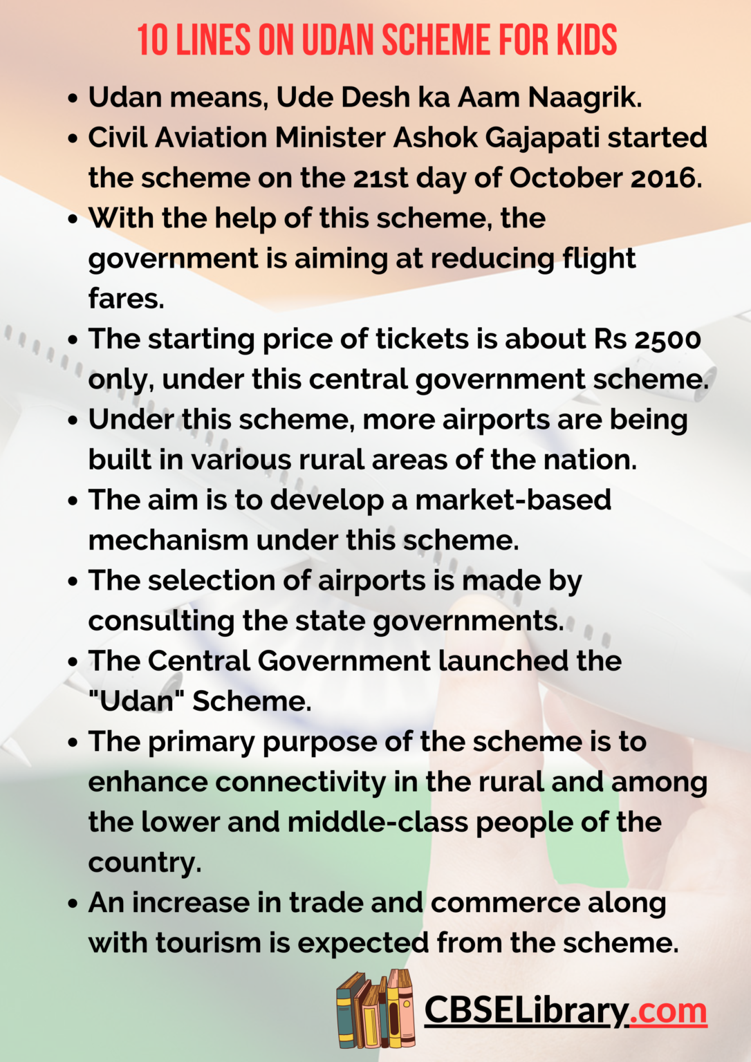10 Lines on Udan Scheme for Students and Children in English - CBSE Library
