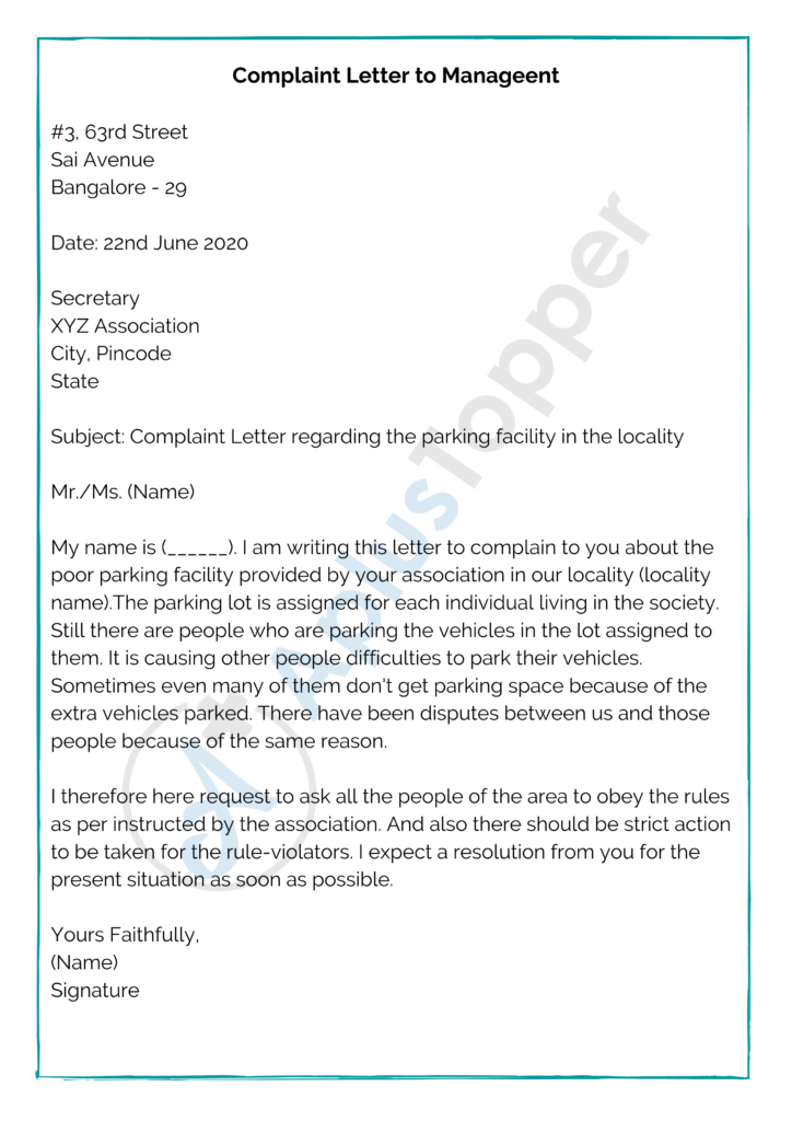 Complaint Letter Format | Samples, How to Write a Complaint Letter ...