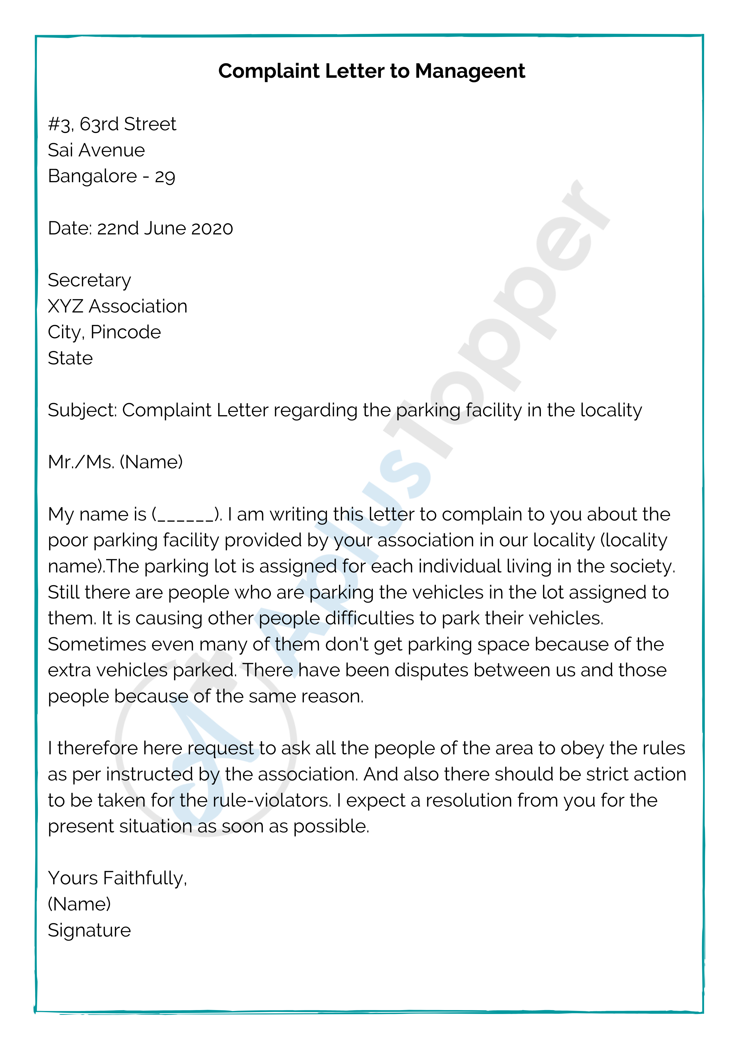 Complaint Letter Format | Samples, How to Write a Complaint Letter ...