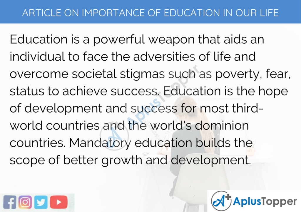 Article on Importance of Education in Our Life 500, 200 Words for Kids ...