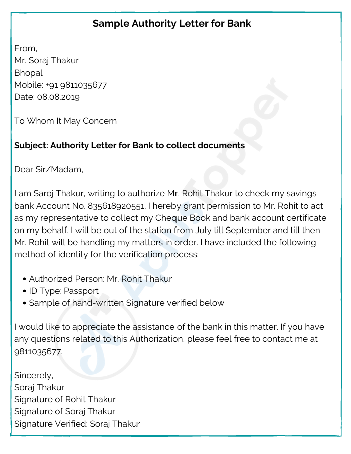 Authority Letter | Format, Samples and How To Write An Authority Letter ...