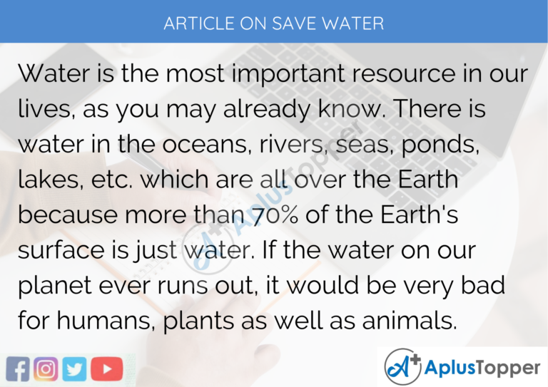 Article on Save Water 500, 200 Words for Kids, Children and Students in ...