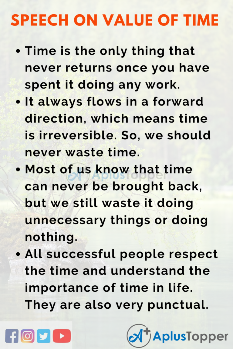 Speech On Value Of Time | Value of Time Speech for Students and ...