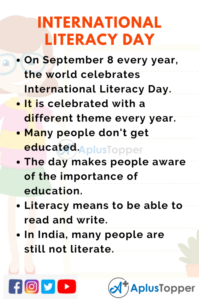 10 Lines on International Literacy Day for Students and Children in ...