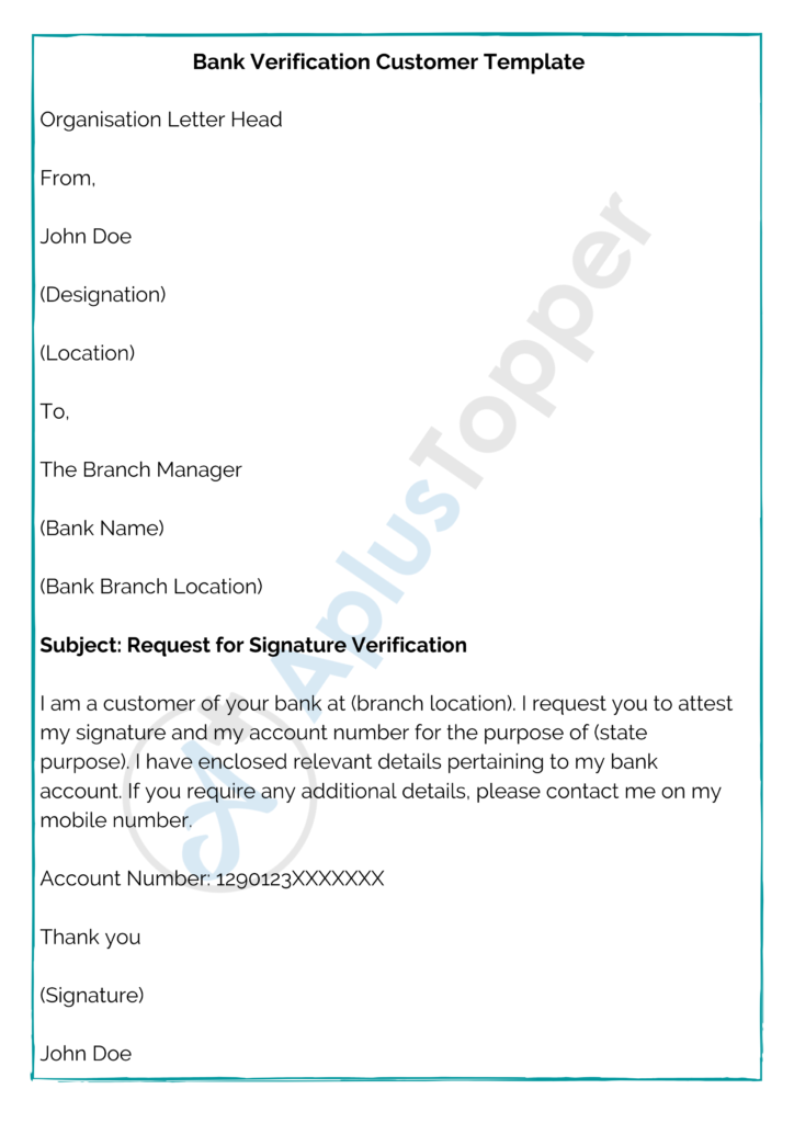 Bank Verification Letter | How To Write Bank Verification Letter ...