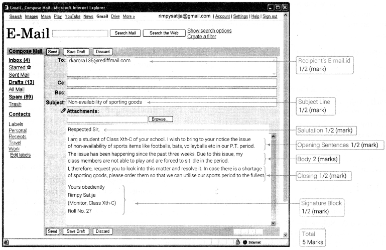 Email Writing for Class 9 ICSE Format, Examples, Topics, Samples ...