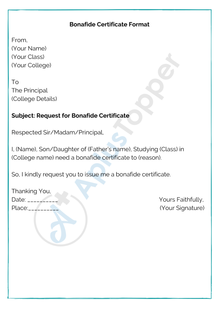 Application for Bonafide Certificate | Application Process, Format, Use of Bonafide Certificate ...