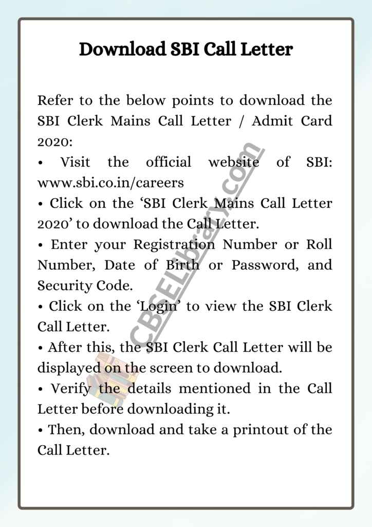 SBI Call Letter | Download State Bank Of India Call Letter / Admit Card ...