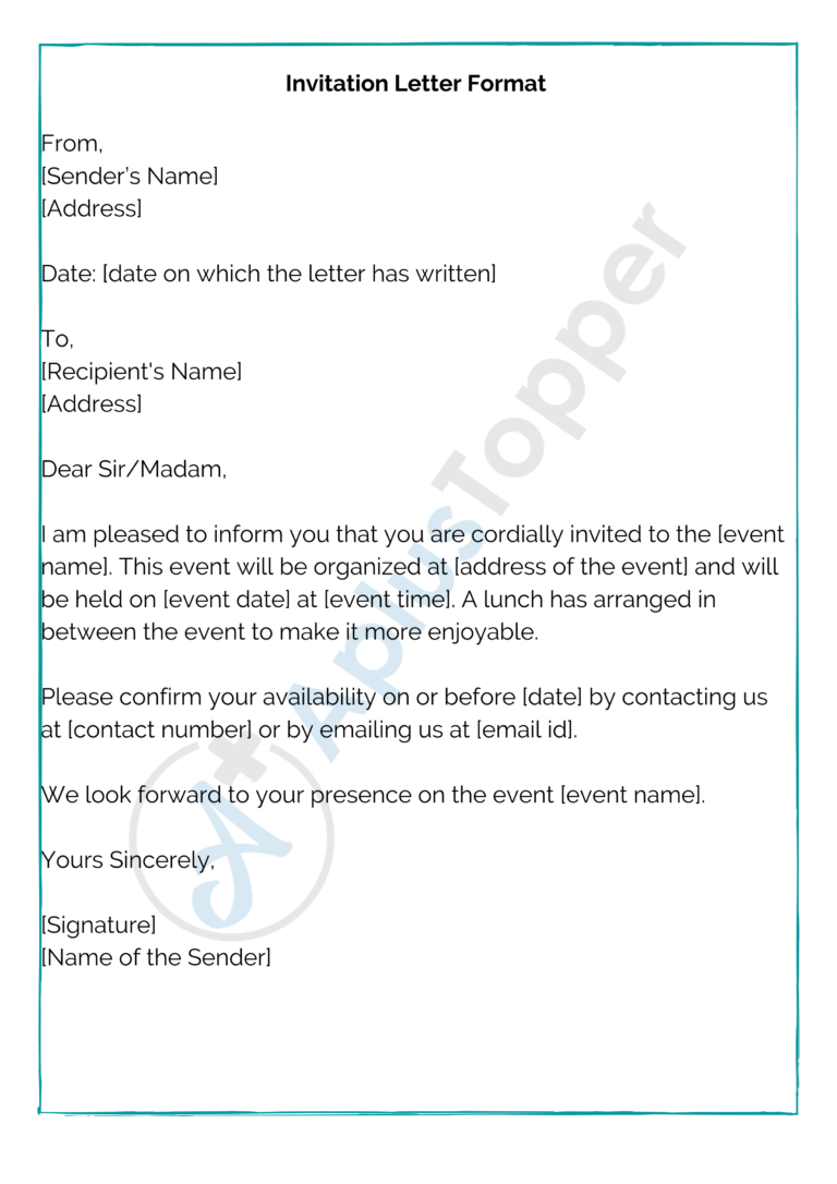 Invitation Letter | Format, Samples and How To Write An Invitation ...