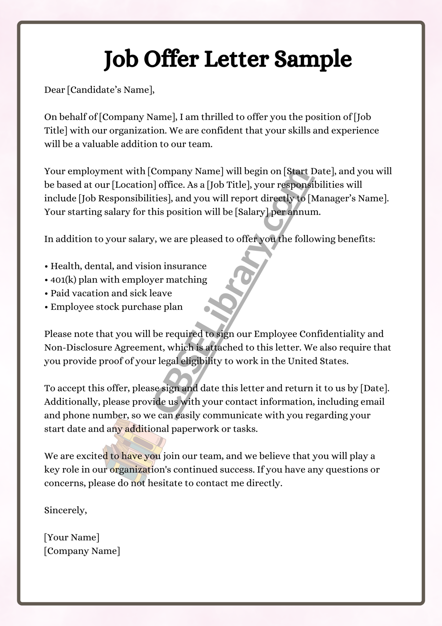 Job Offer Letter | Format, Sample, Template and How To Write a Job ...