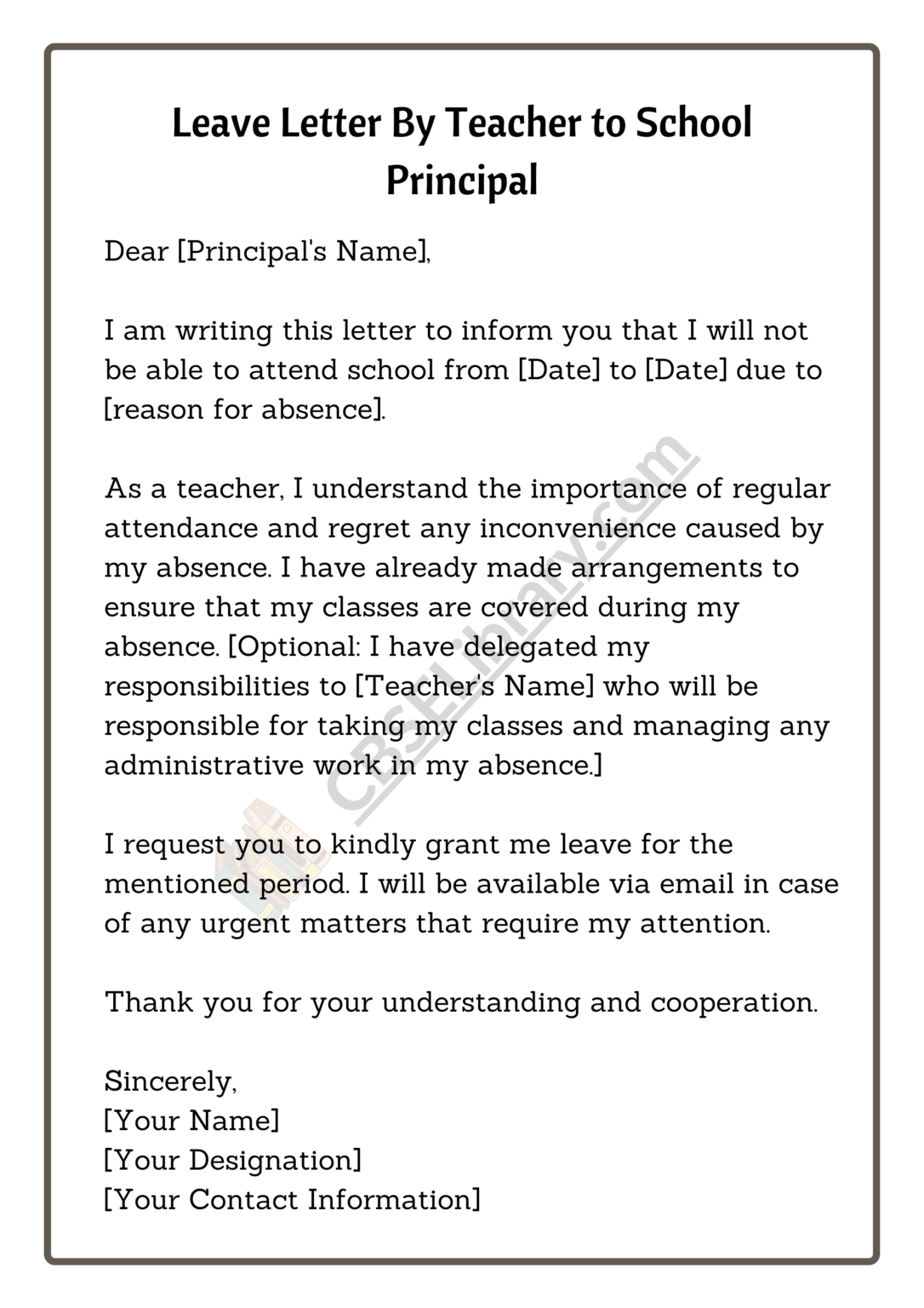 Leave Letter for School | How to Write a Leave Application for School ...