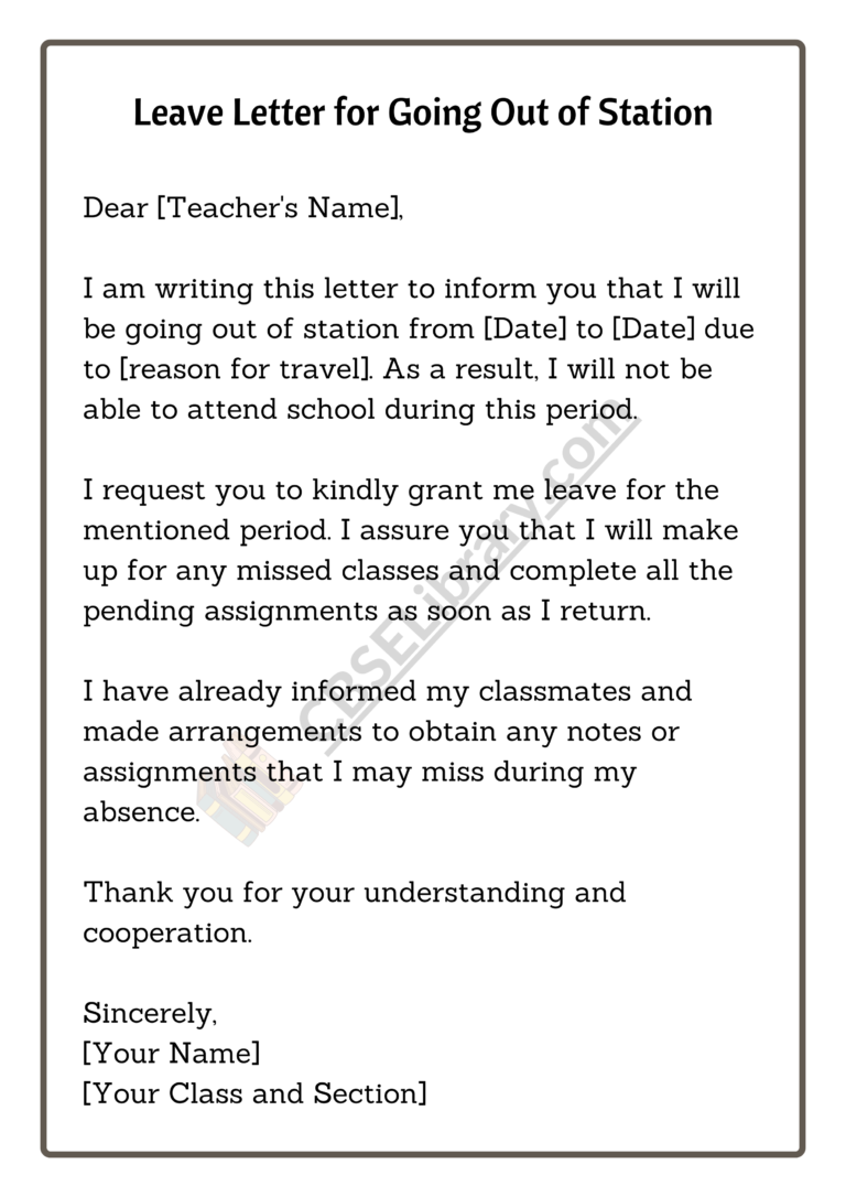 Leave Letter for School | How to Write a Leave Application for School ...