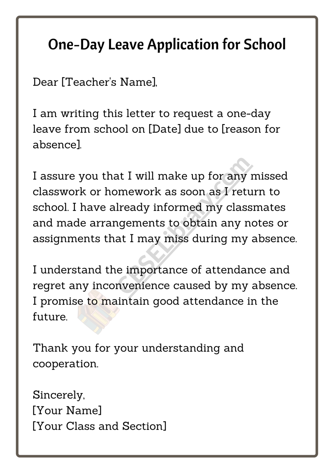 Leave Letter for School | How to Write a Leave Application for School ...