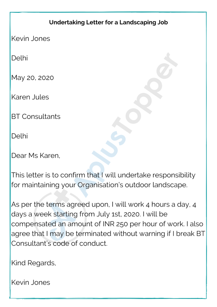 Undertaking Letter | Format, Samples and How To Write an Undertaking ...