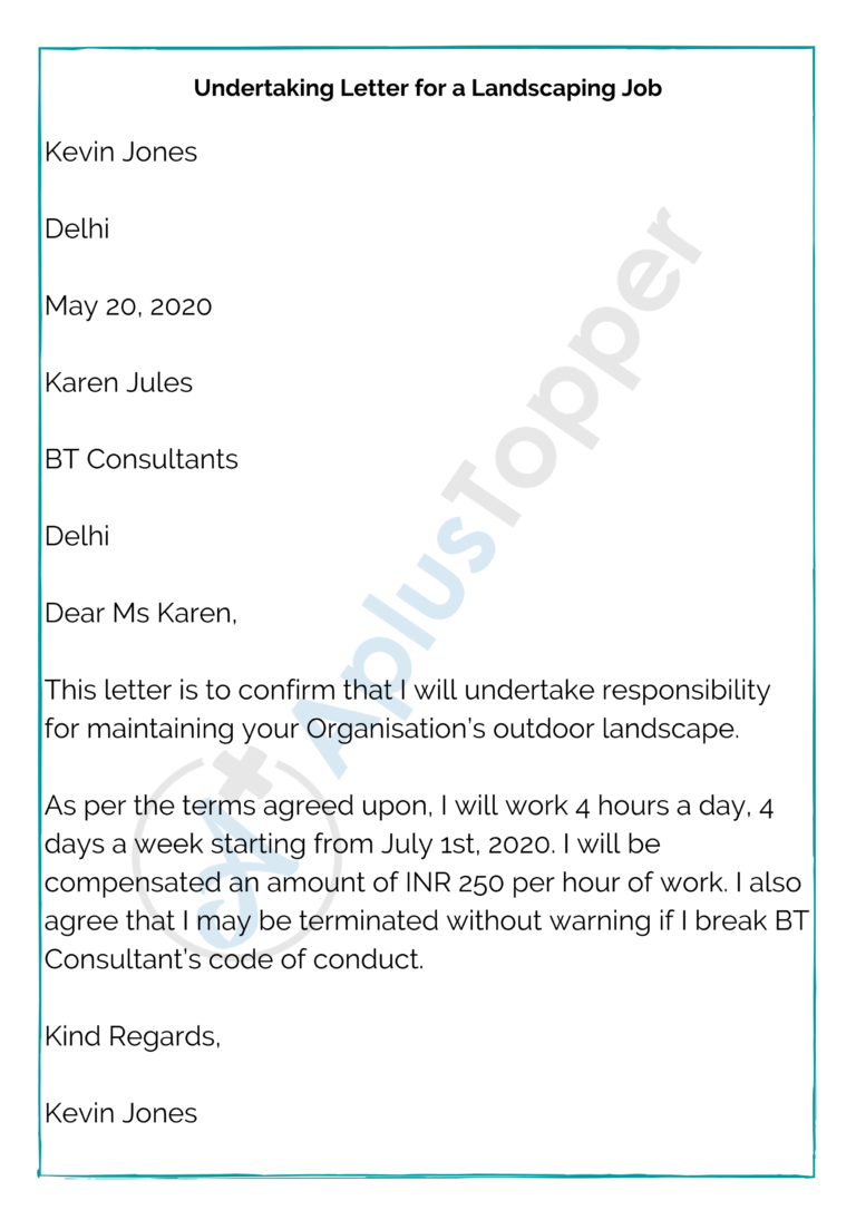 Undertaking Letter | Format, Samples and How To Write an Undertaking ...