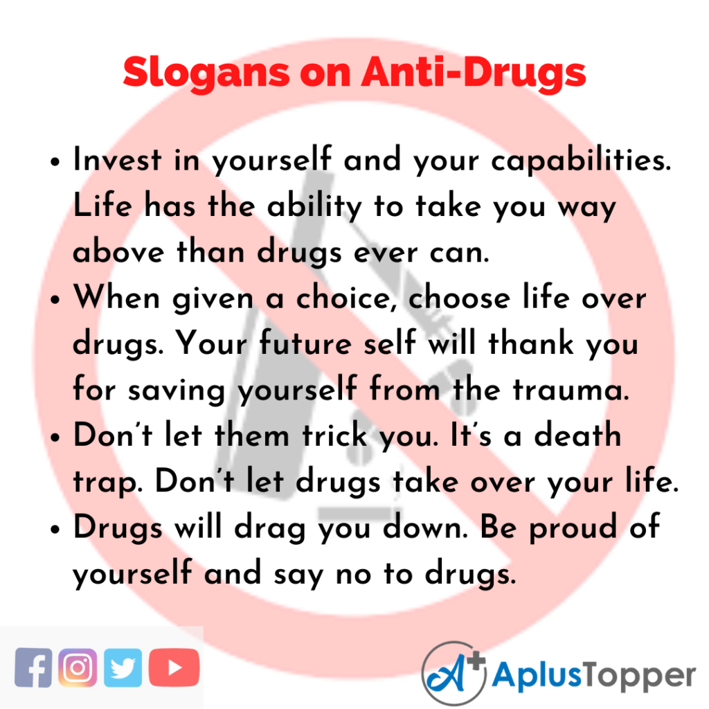 Anti Drug Slogans | Unique and Catchy Anti Drug Slogans in English ...