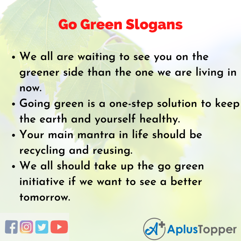 Go Green Slogans | Unique and Catchy Go Green Slogans in English - CBSE ...