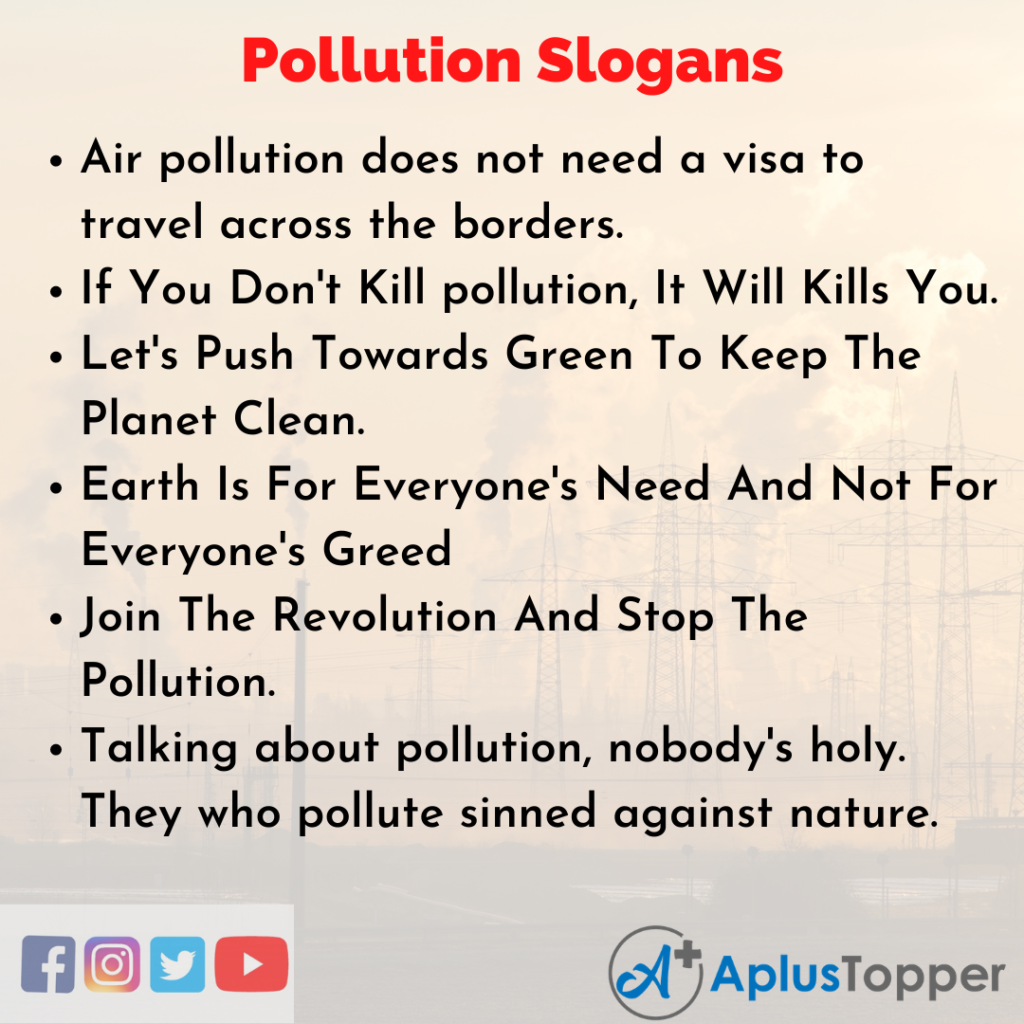 Pollution Slogans | Unique and Catchy Pollution Slogans in English ...