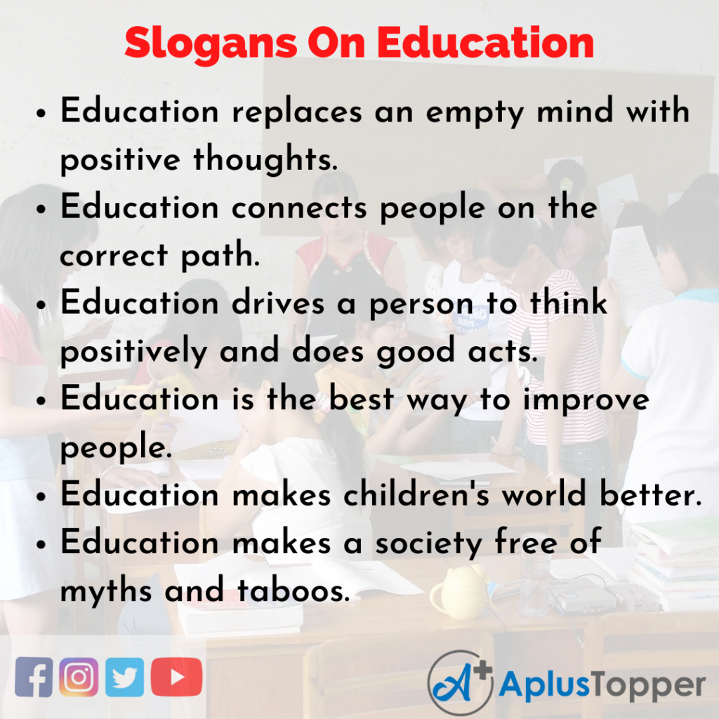Slogans On Education | Unique and Catchy Slogans On Education in ...