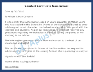 Conduct Certificate | Format, Samples and How To Write Conduct ...