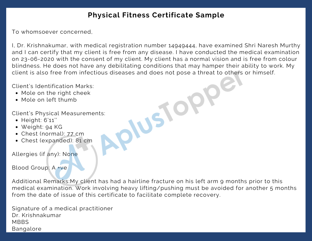 Physical Fitness Certificate | How to Get Physical Fitness Certificate ...