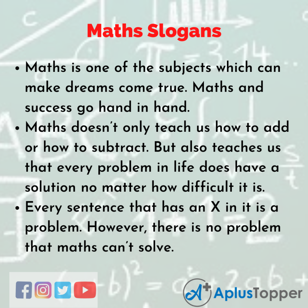 Maths Slogans | Unique and Catchy Maths Slogans in English - CBSE Library